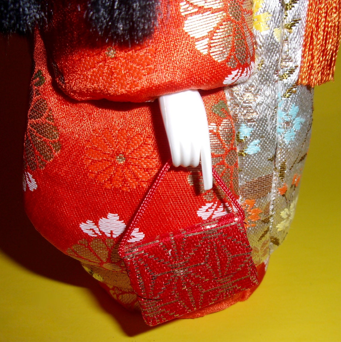 KIMEKOMI GOFUN DOLL Japan Vintage Girl Orange Silver Brocade - Etsy