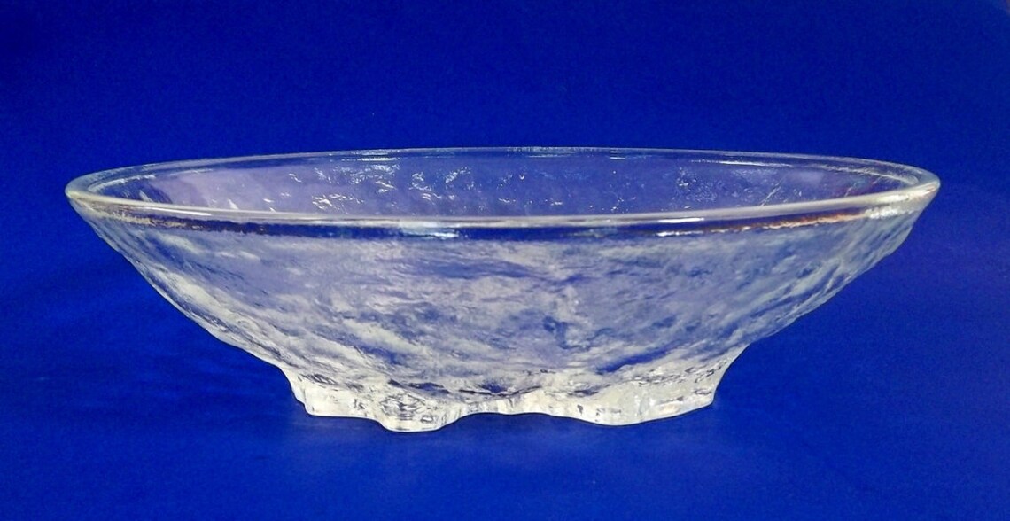 HOYA SNOWFLAKE BOWL Crystal Vintage Art Glass Heavy Designed Saburo ...