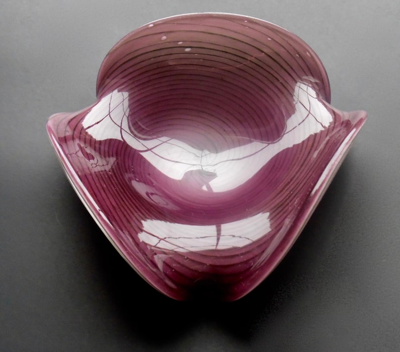 MURANO CASED GLASS Dish Bowl Free Form Swirled Mauve - Etsy