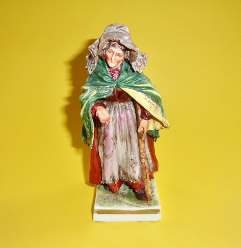 CAPODIMONTE BEGGAR WOMAN Walking Stick Figurine Antique Five - Etsy