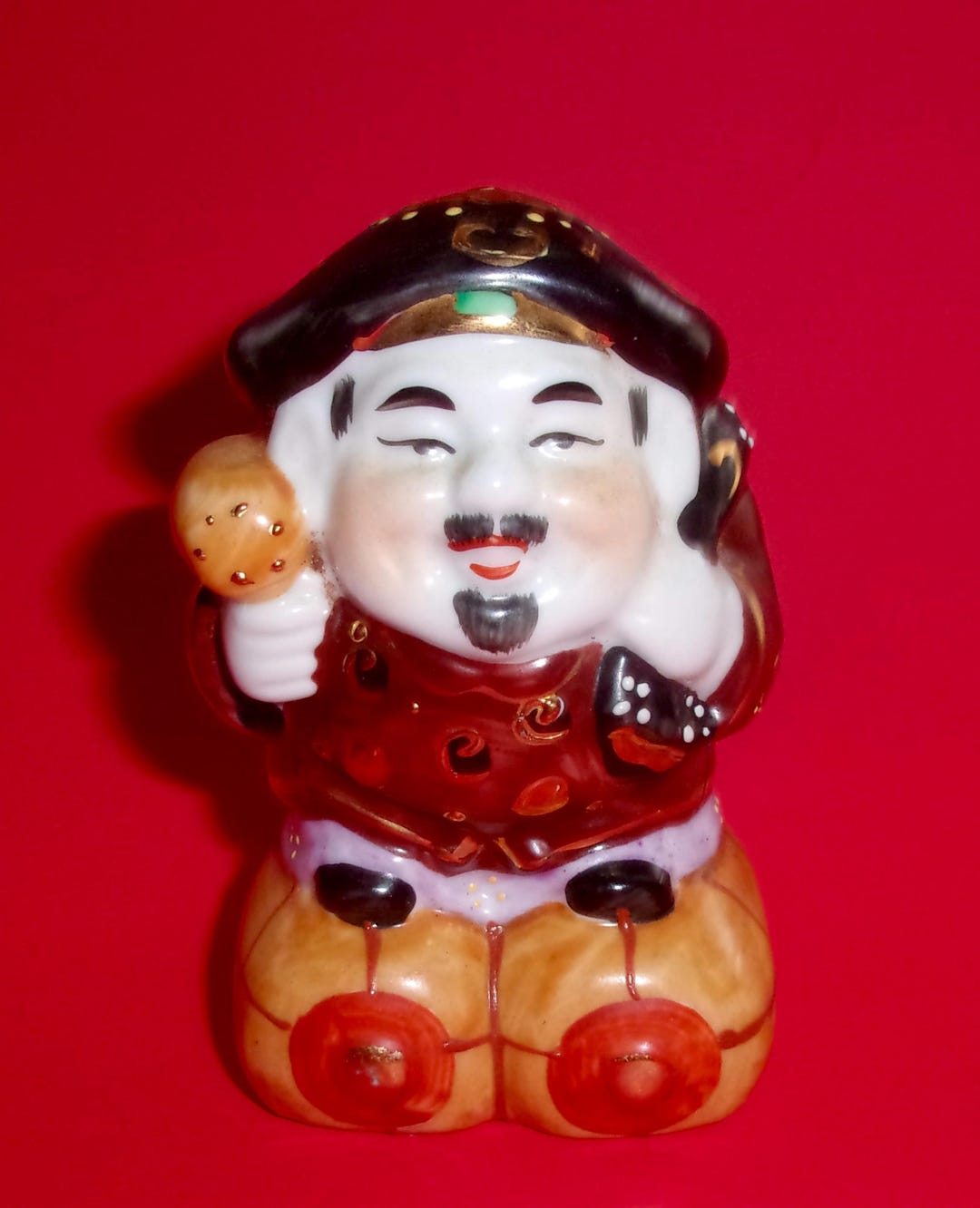 DAIKOKU FIGURINE JAPAN Kutani Ware Japanese Lucky God Porcelain Vintage ...