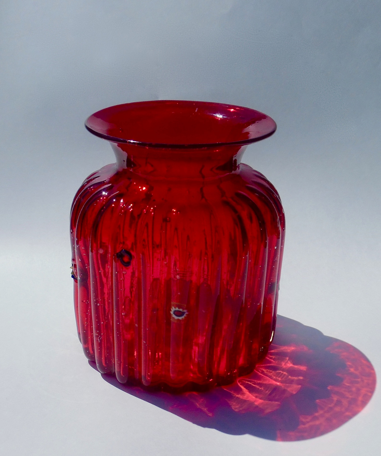 ANTIQUE RED VASE Glass Millefiori Ribbed Blown Pontil Scar - Etsy