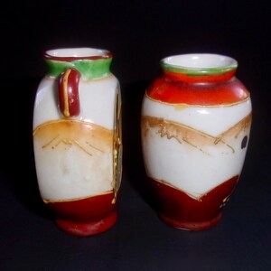 OCCUPIED JAPAN VASES Miniature Pair Hand Painted Japanese Porcelain ...