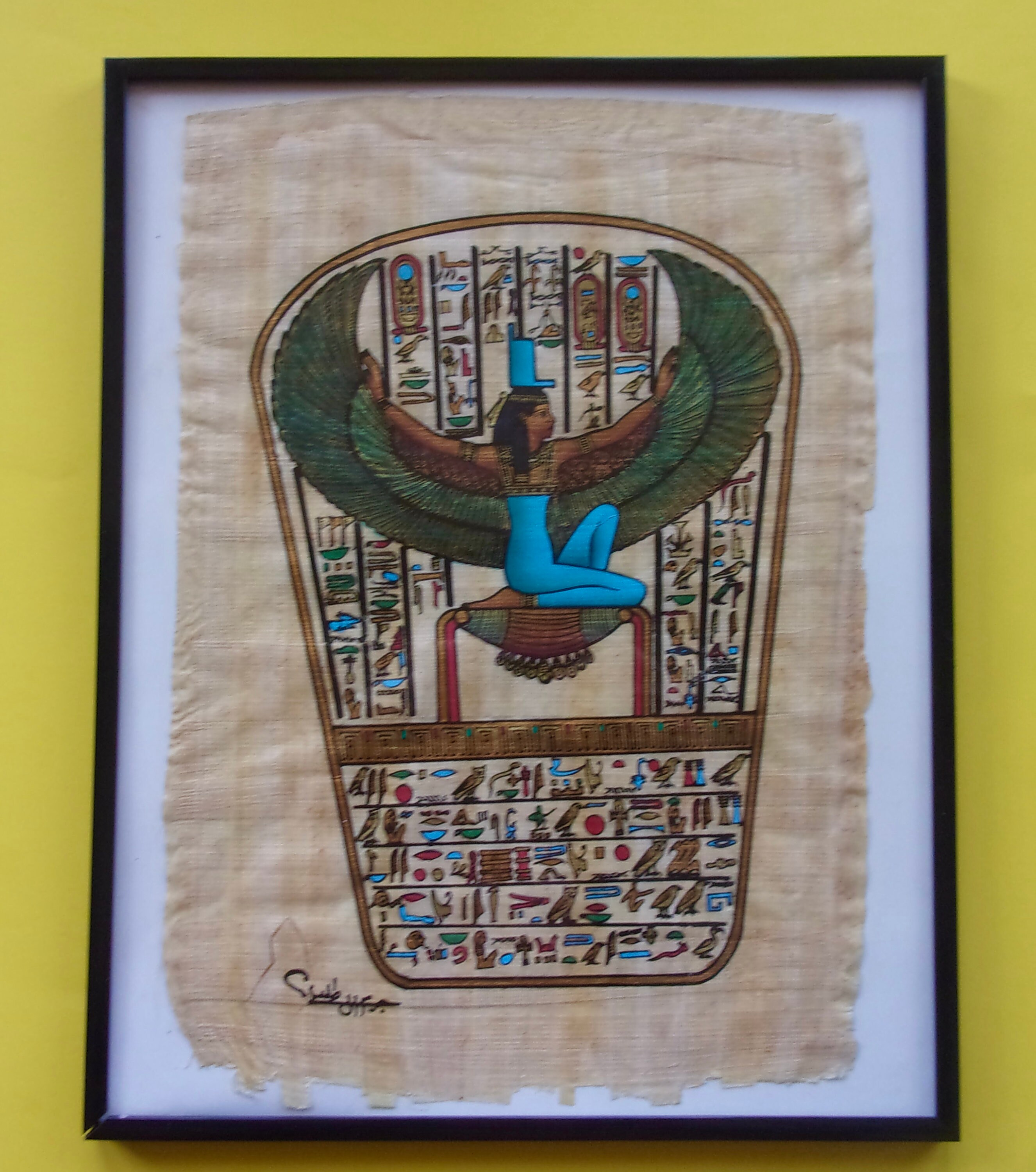 ISIS PAPYRUS PAINTING Winged Extended Vintage Egyptian Goddess - Etsy