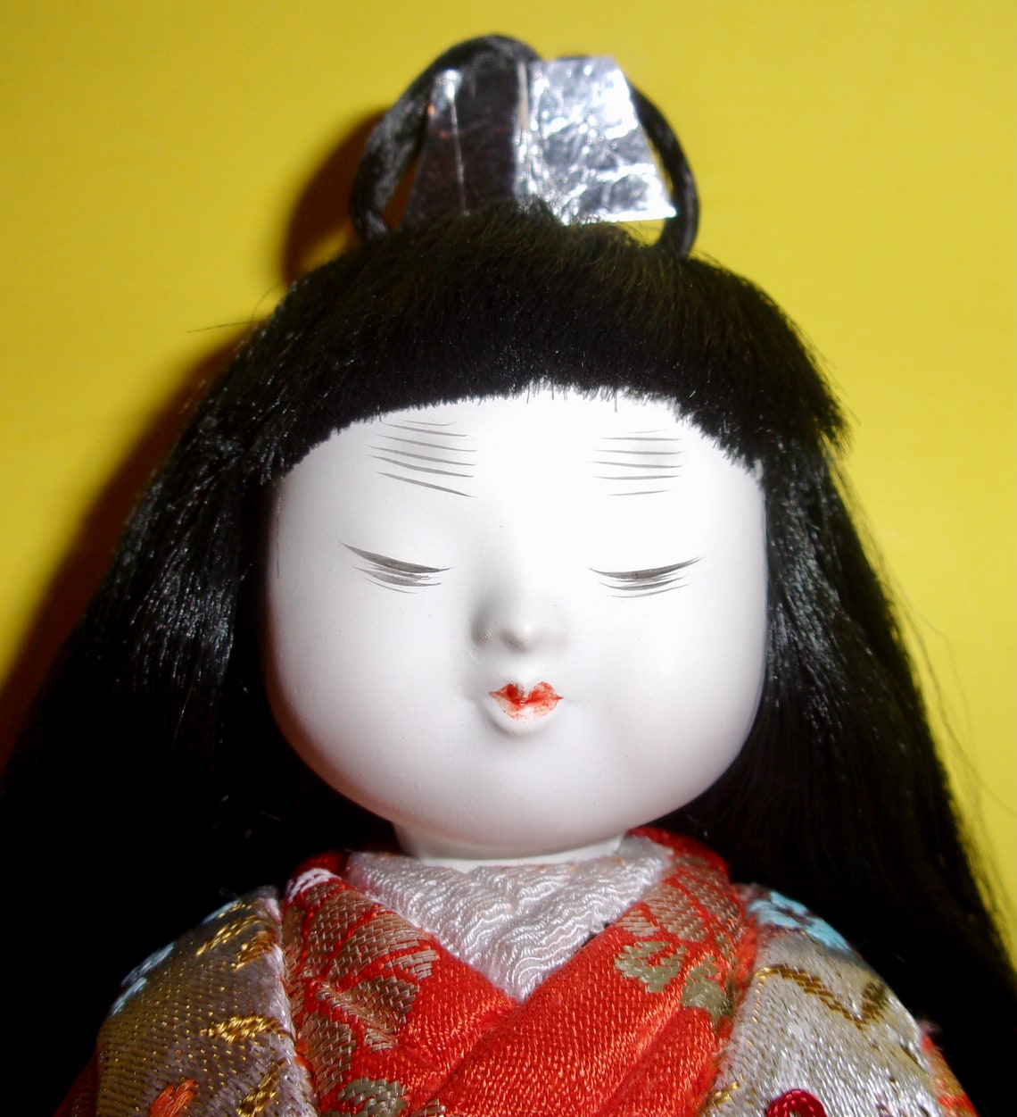 KIMEKOMI GOFUN DOLL Japan Vintage Girl Orange Silver Brocade | Etsy