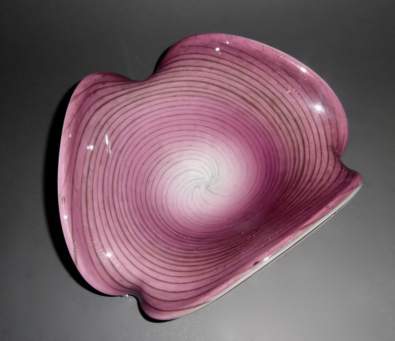 MURANO CASED GLASS Dish Bowl Free Form Swirled Mauve - Etsy