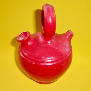 BOTIJO WATER JUG Pottery Spanish Hand Painted Made White Clay Dual ...