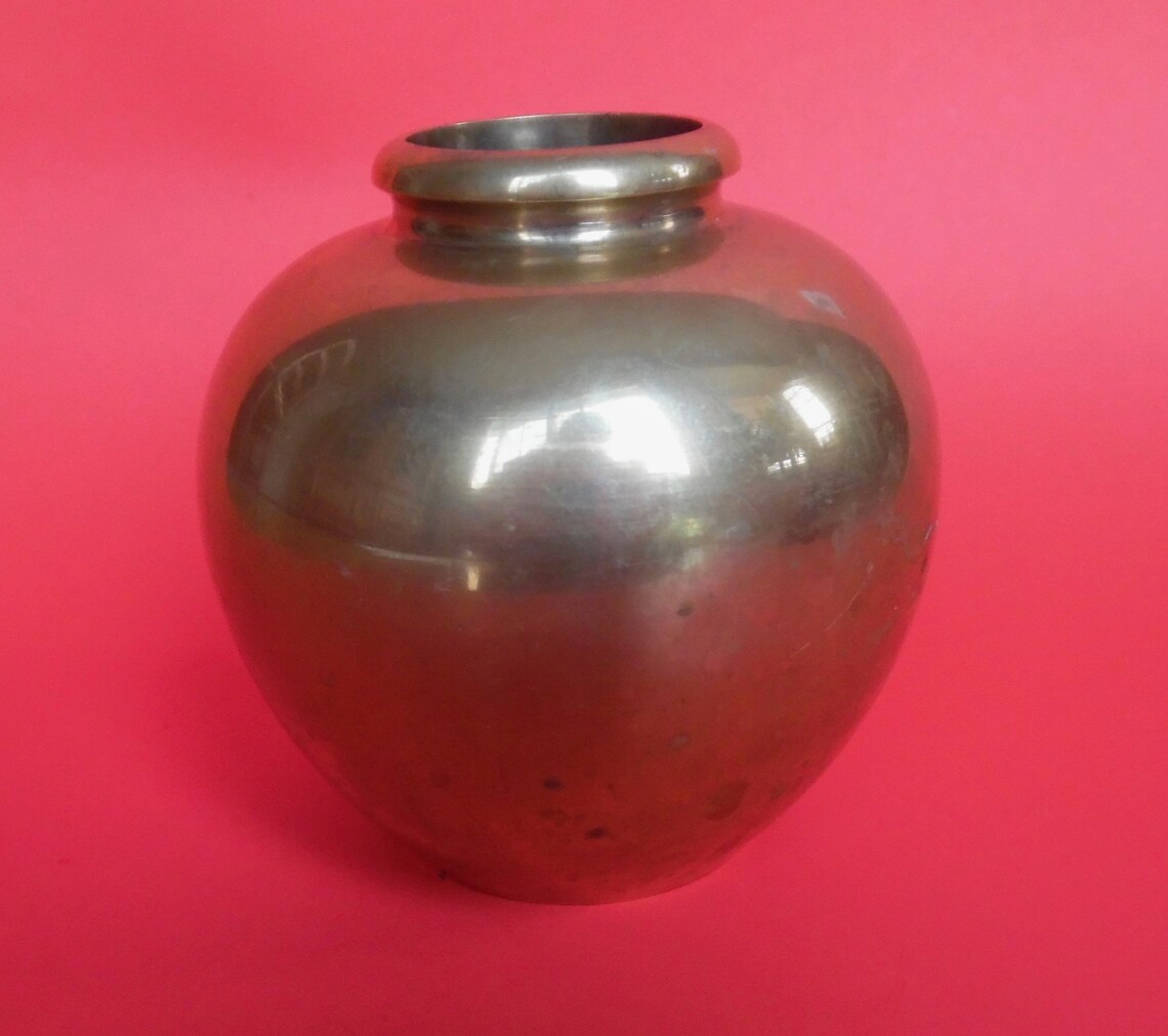 JAPANESE BRASS VASE Solid Engraved Scene Landscape Mountains | Etsy