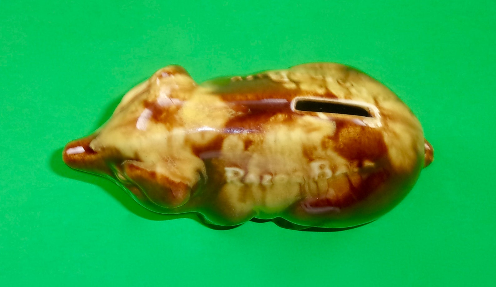 RAZORBACK PIG BANK Vintage Antique Hog Sitting Ceramic Embossed Razor ...