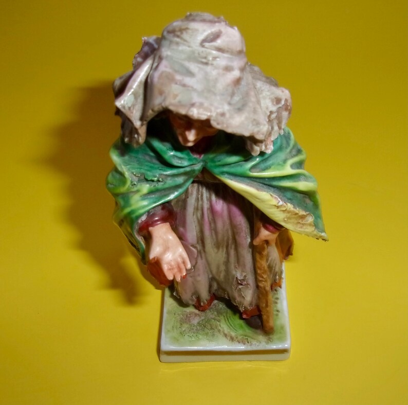 CAPODIMONTE BEGGAR WOMAN Walking Stick Figurine Antique Five - Etsy