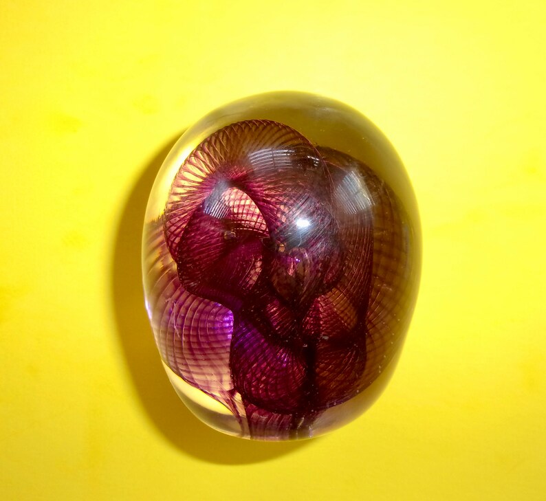 ROBERT HELD PAPERWEIGHT Purple Spirals Swirls Heavyweight Hand Blown ...