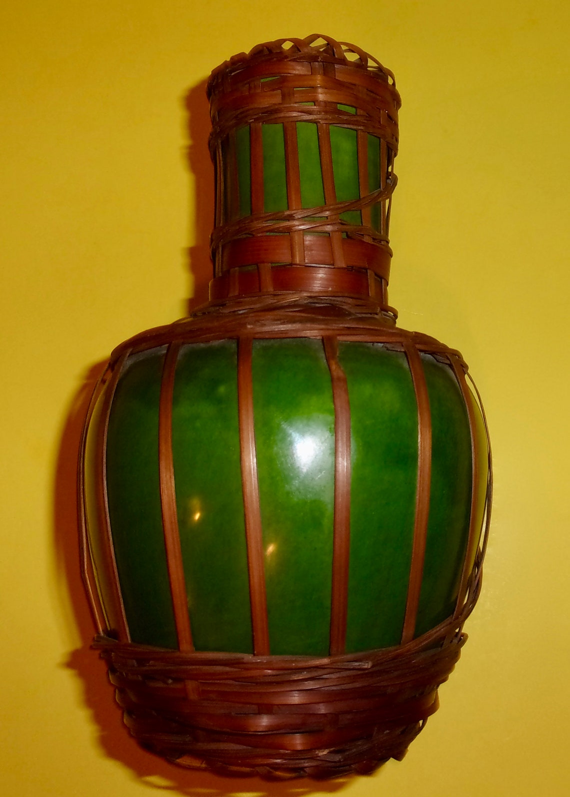 AWAJI WARE VASE Japan Antique Asian Woven Wicker Bamboo | Etsy