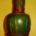 AWAJI WARE VASE Japan Antique Asian Woven Wicker Bamboo Emerald Green ...