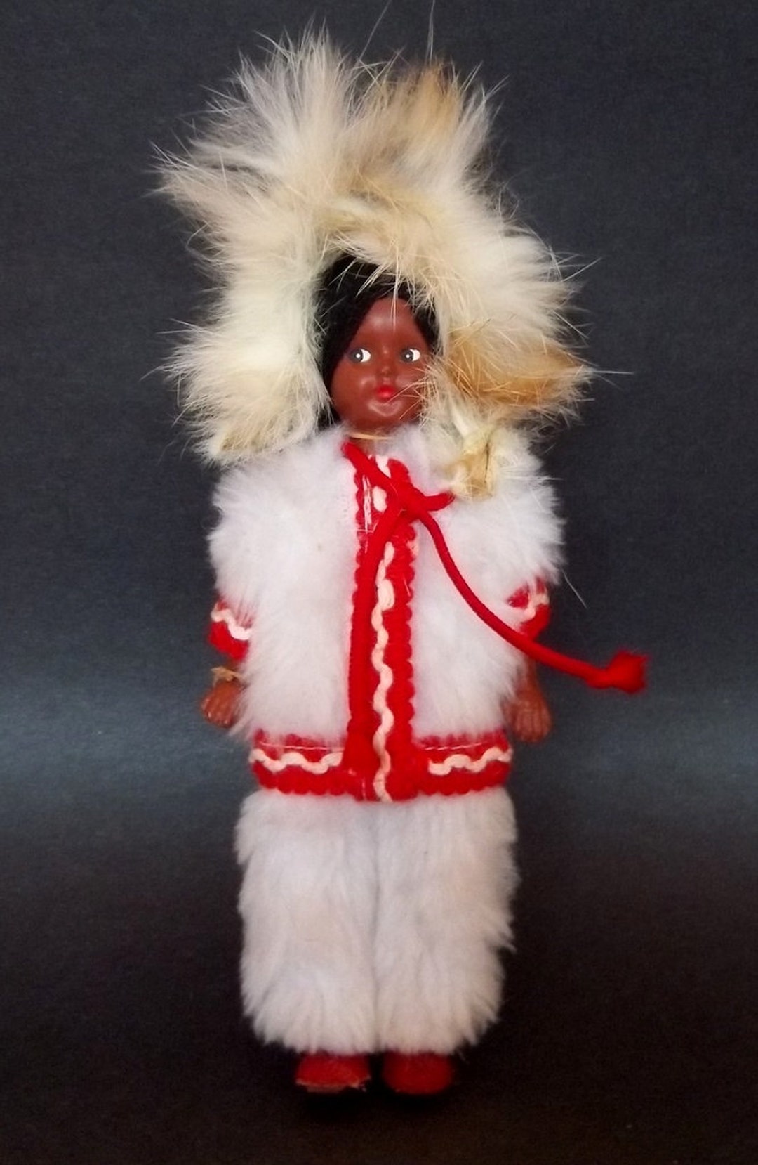 INUIT ALASKAN DOLL Native Eskimo Vintage Dark Skinned Faux Real Fur ...