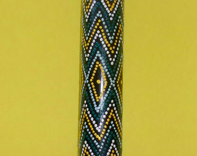 AUSTRALIAN RAIN STICK Vintage Shaker Aboriginal Enamel Dot Design ...