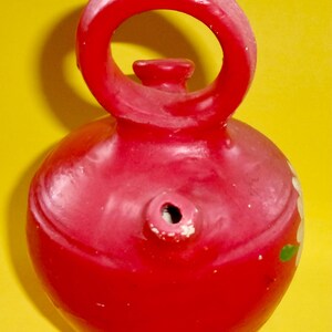 BOTIJO WATER JUG Pottery Spanish Hand Painted Made White Clay Dual ...