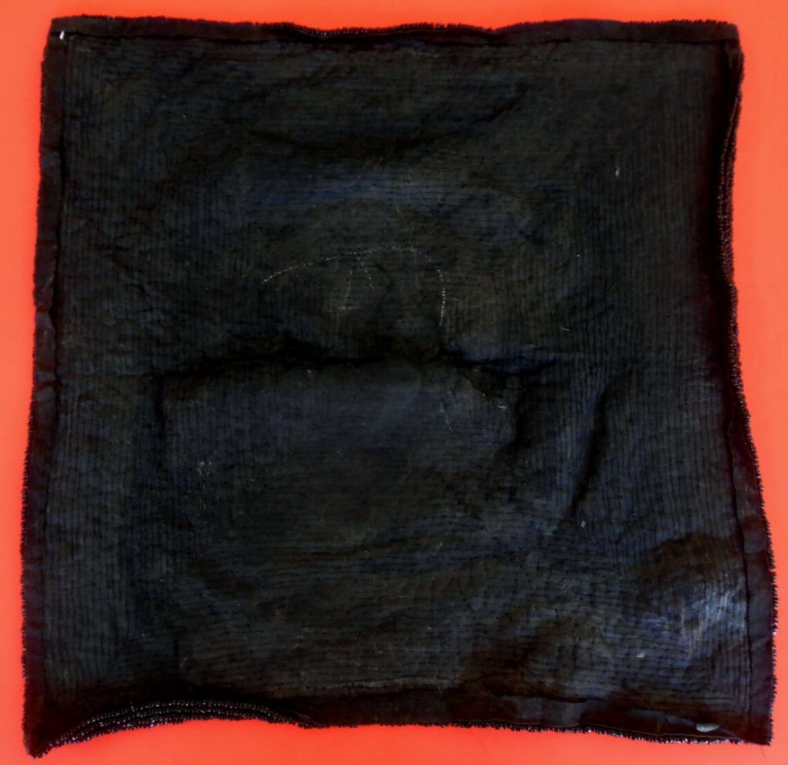 BLACK Glass SEED BEAD Panel Square Repurpose Jewelry Clothes Purse Tote ...