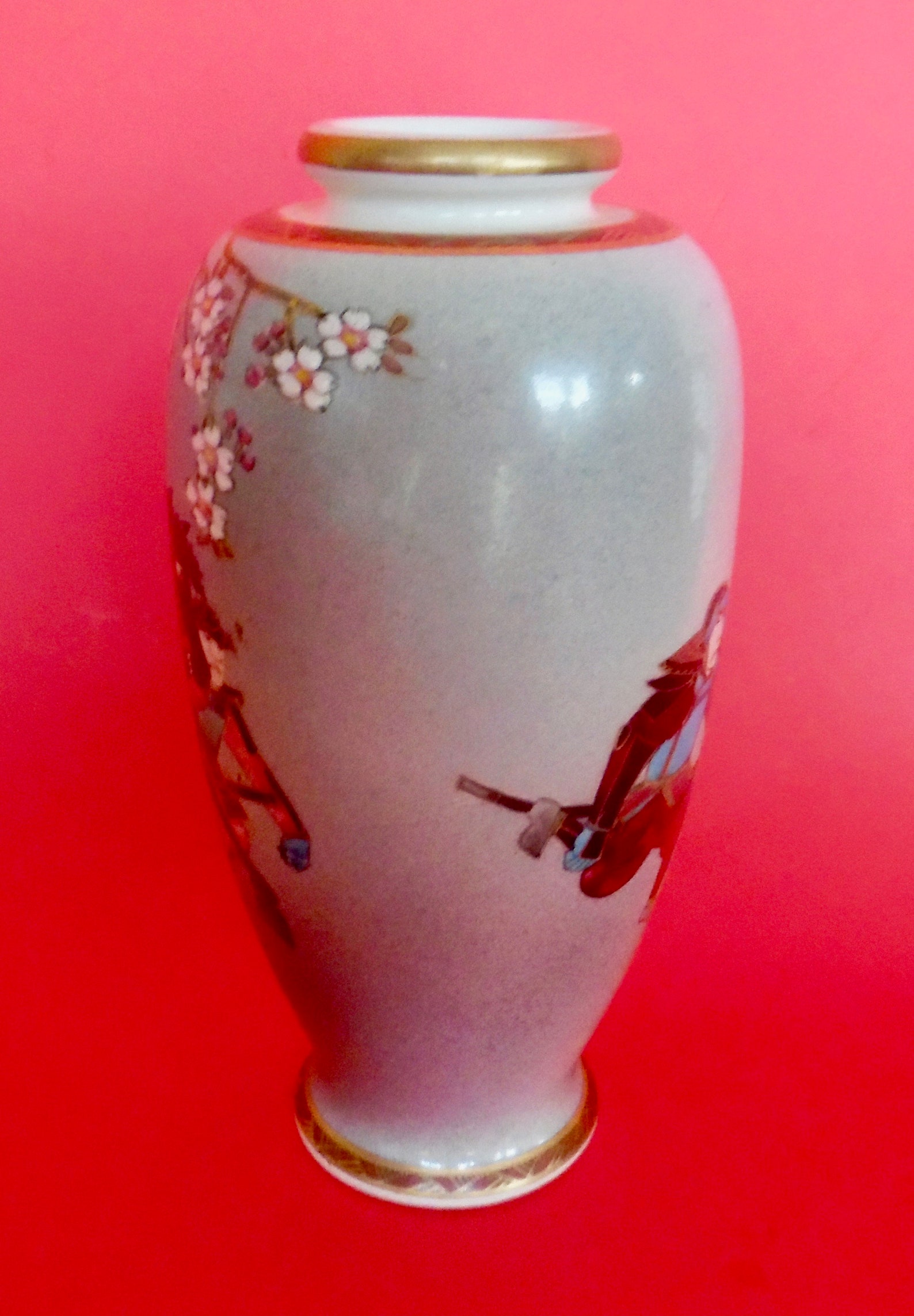 ANTIQUE SATSUMA VASE Pottery Samurai Black Horse Cherry - Etsy