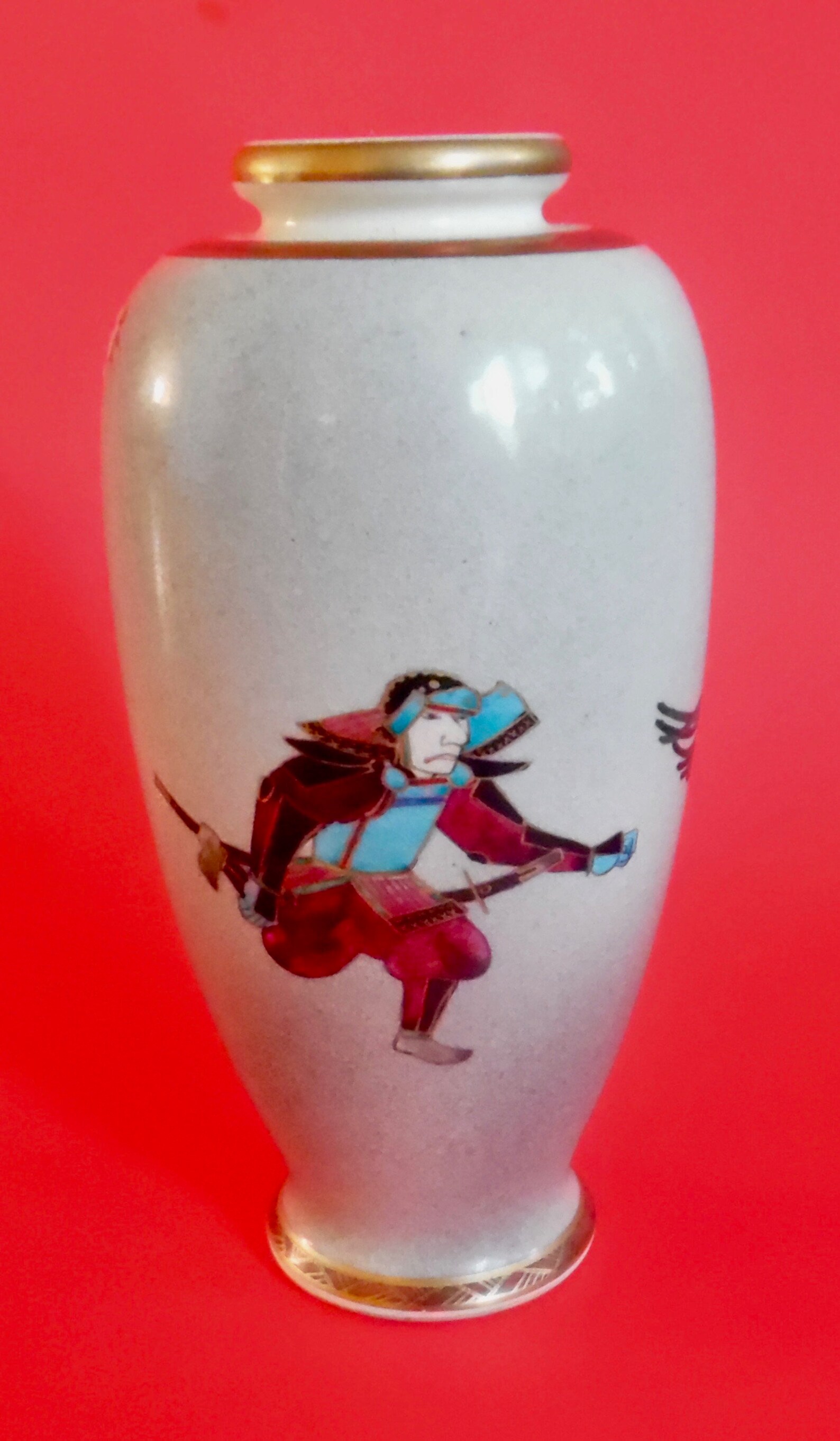 ANTIQUE SATSUMA VASE Pottery Samurai Black Horse Cherry - Etsy