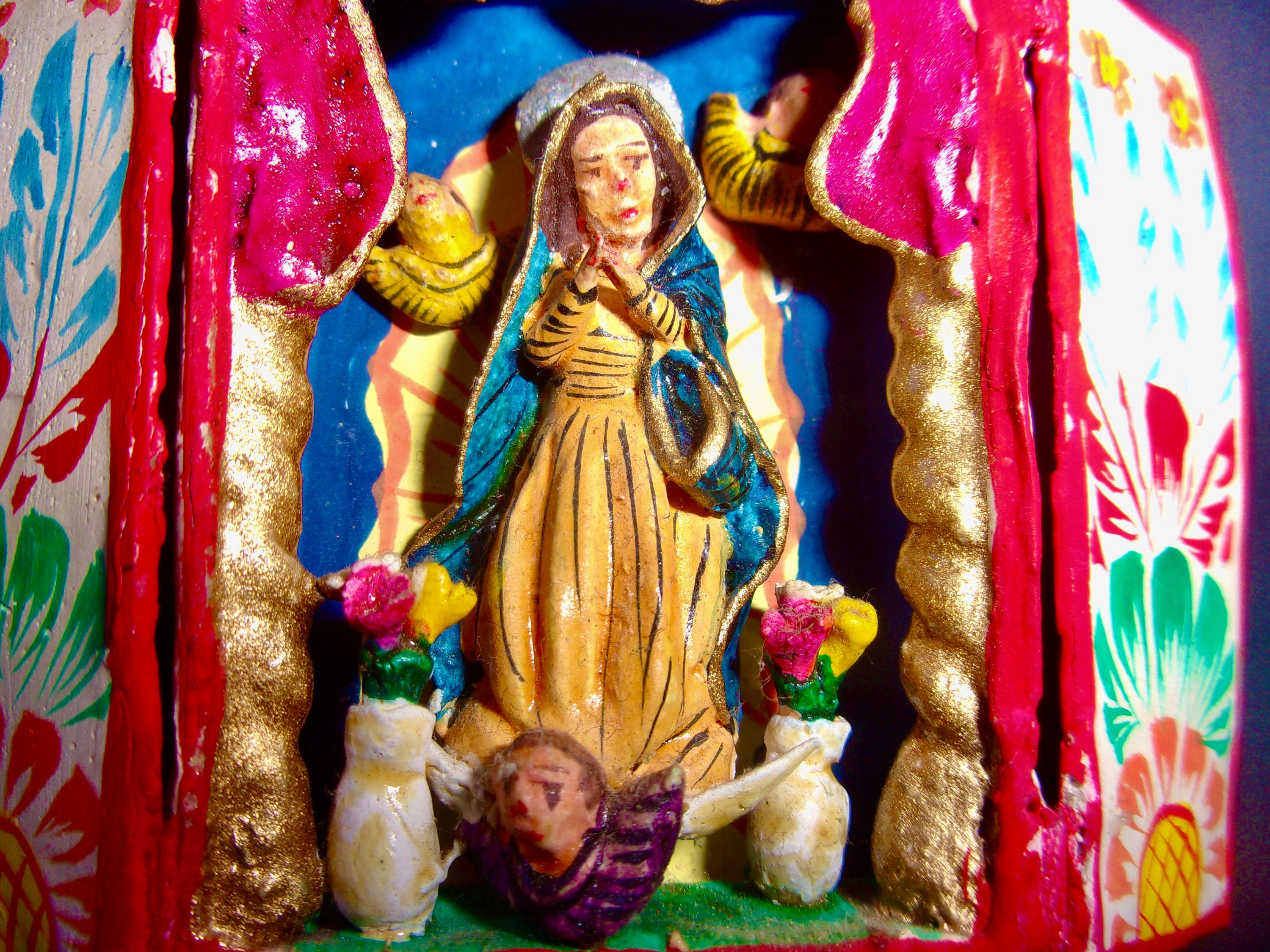 VIRGEN DE GUADALUPE Retablo Diorama Box Our Lady Mary Mother of Jesus ...