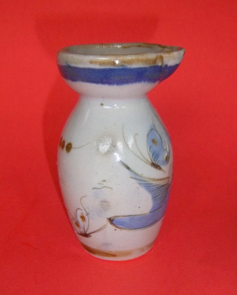 KEN EDWARDS TONALA Creamer Bottle Cruet Pottery Blue Bird Dove Gray ...