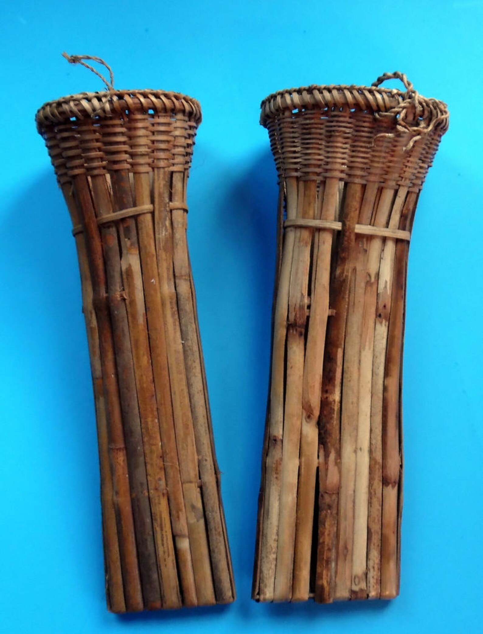 BAMBOO KNIFE SHEATHS Dart Quivers Pair Vintage Antique Thai Malaysian ...