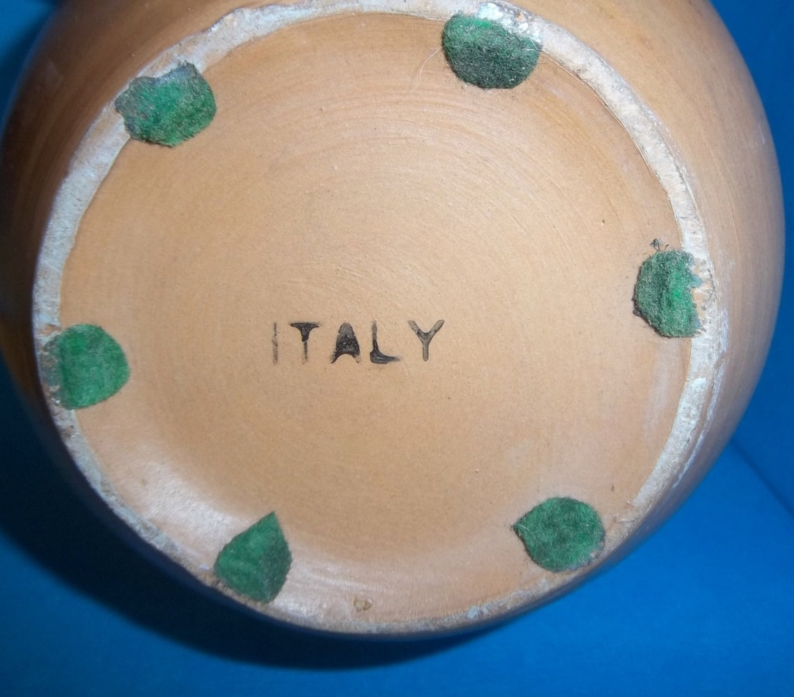 POTTERY PLANTER VASE Italy Vintage 3 Handled Hand Made Brown | Etsy