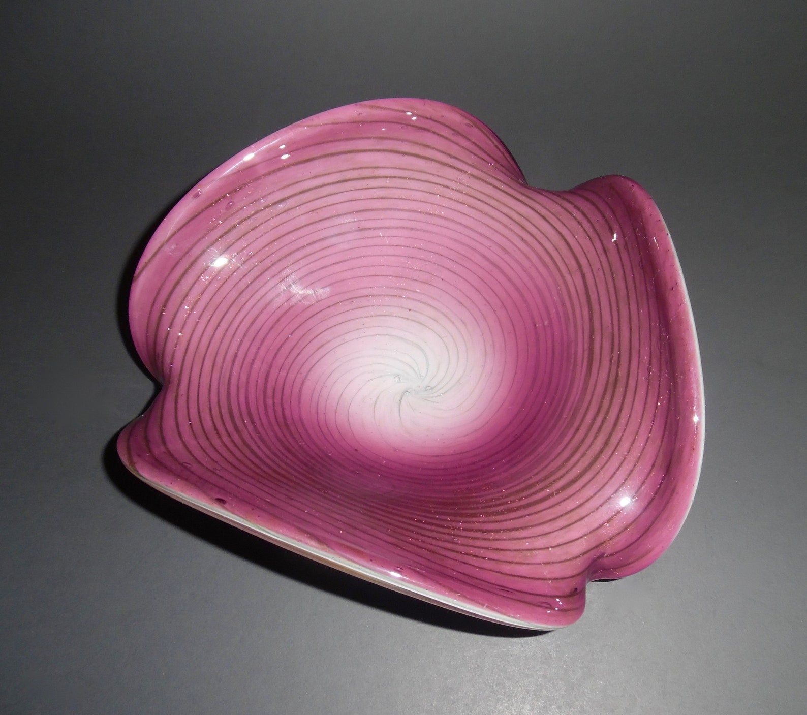 MURANO CASED GLASS Dish Bowl Free Form Swirled Mauve - Etsy