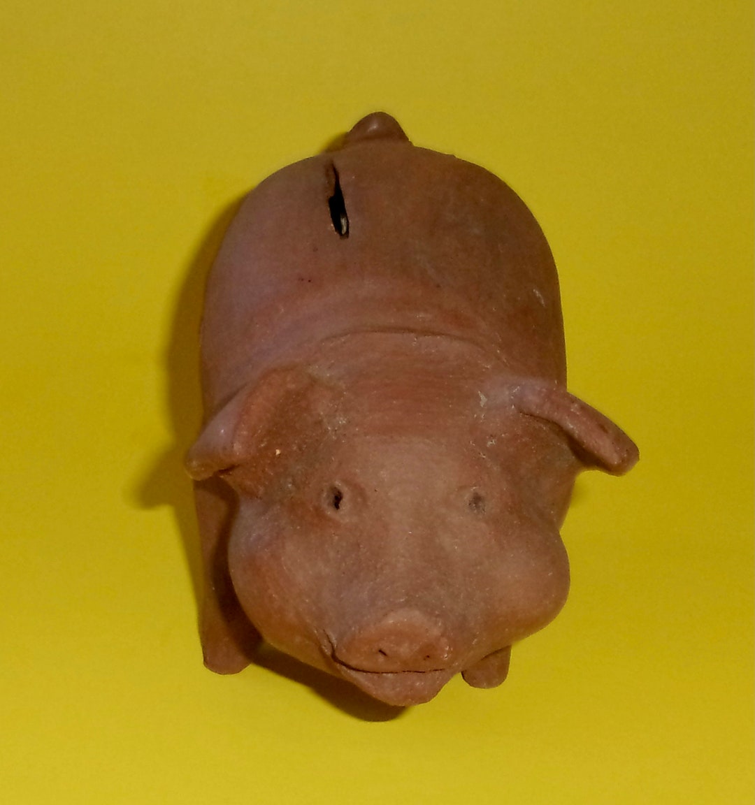 TERRACOTTA PIG BANK Clay Pottery Piggy Curled Tail Vintage Break Smash ...