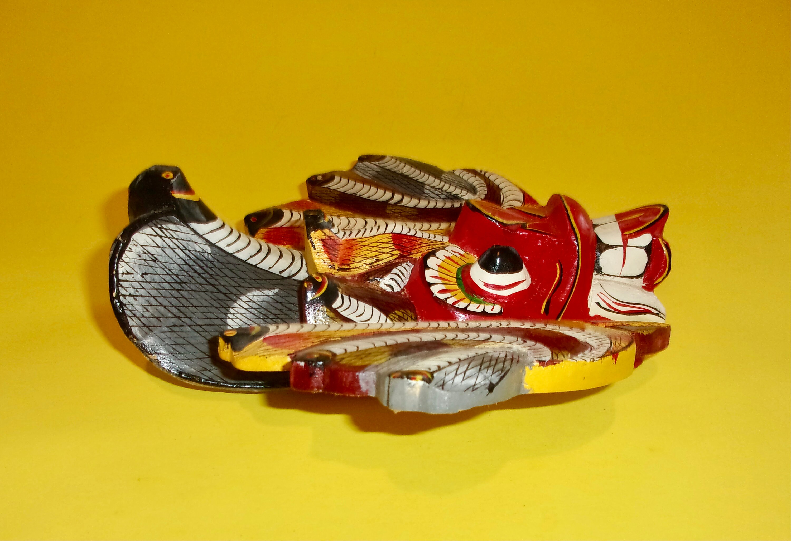 NAGA RAKSHA MASK Vintage Carved Light Weight Wood Bulging Eyes Snake ...