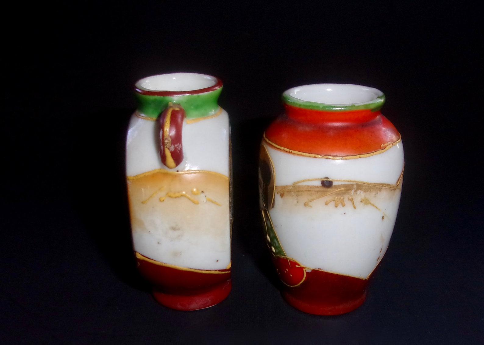 OCCUPIED JAPAN VASES Miniature Pair Hand Painted Japanese Porcelain ...