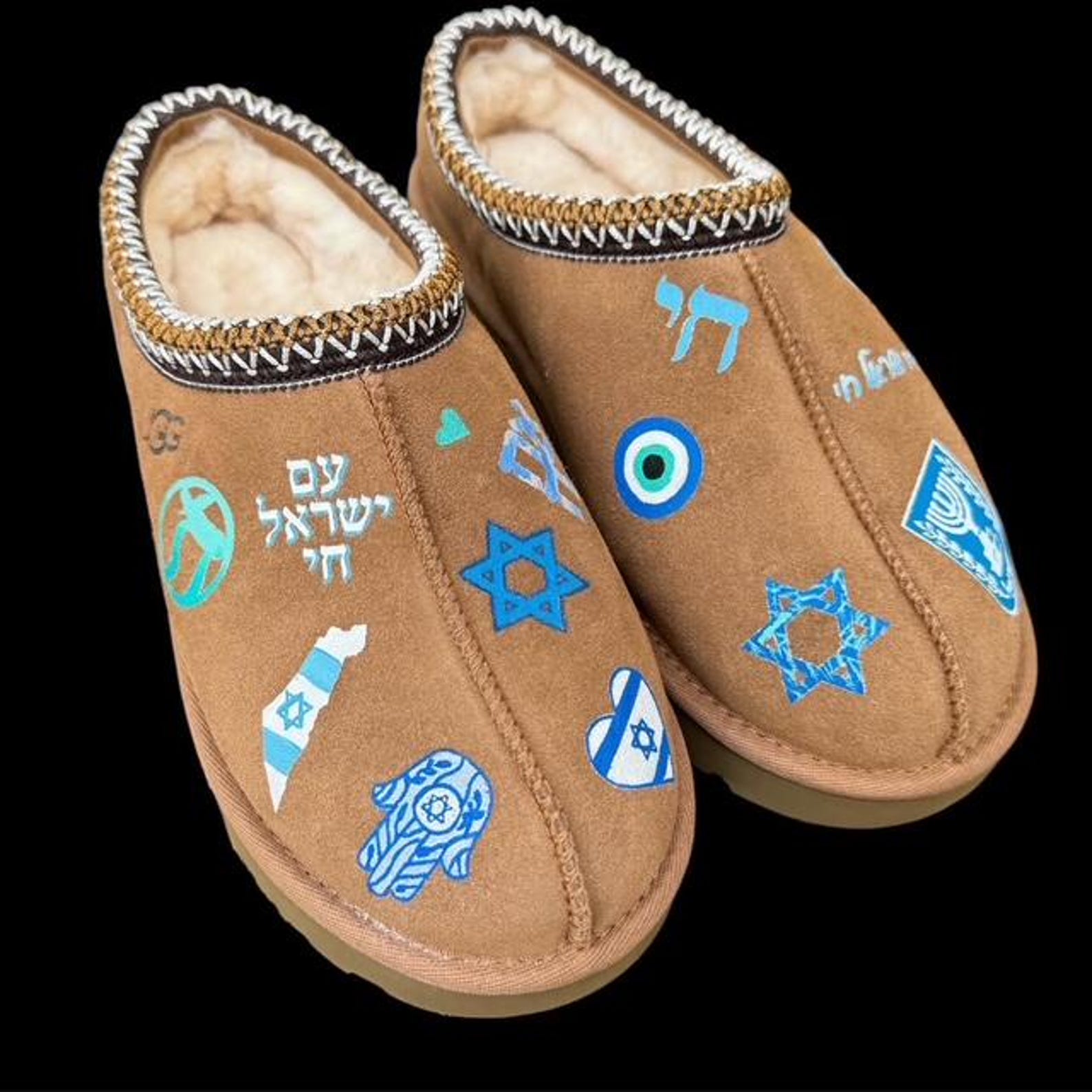 Custom Hand Painted Israel and Jewish Pride Ugg Slippers Shoes - Etsy