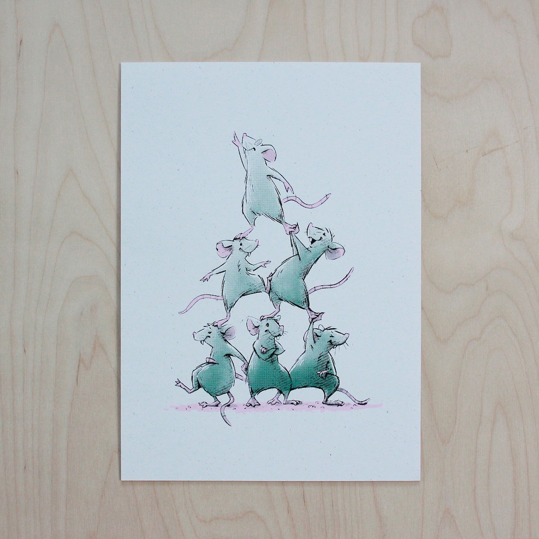 Animal Inspired Screen Print Rat Stack Original British - Etsy