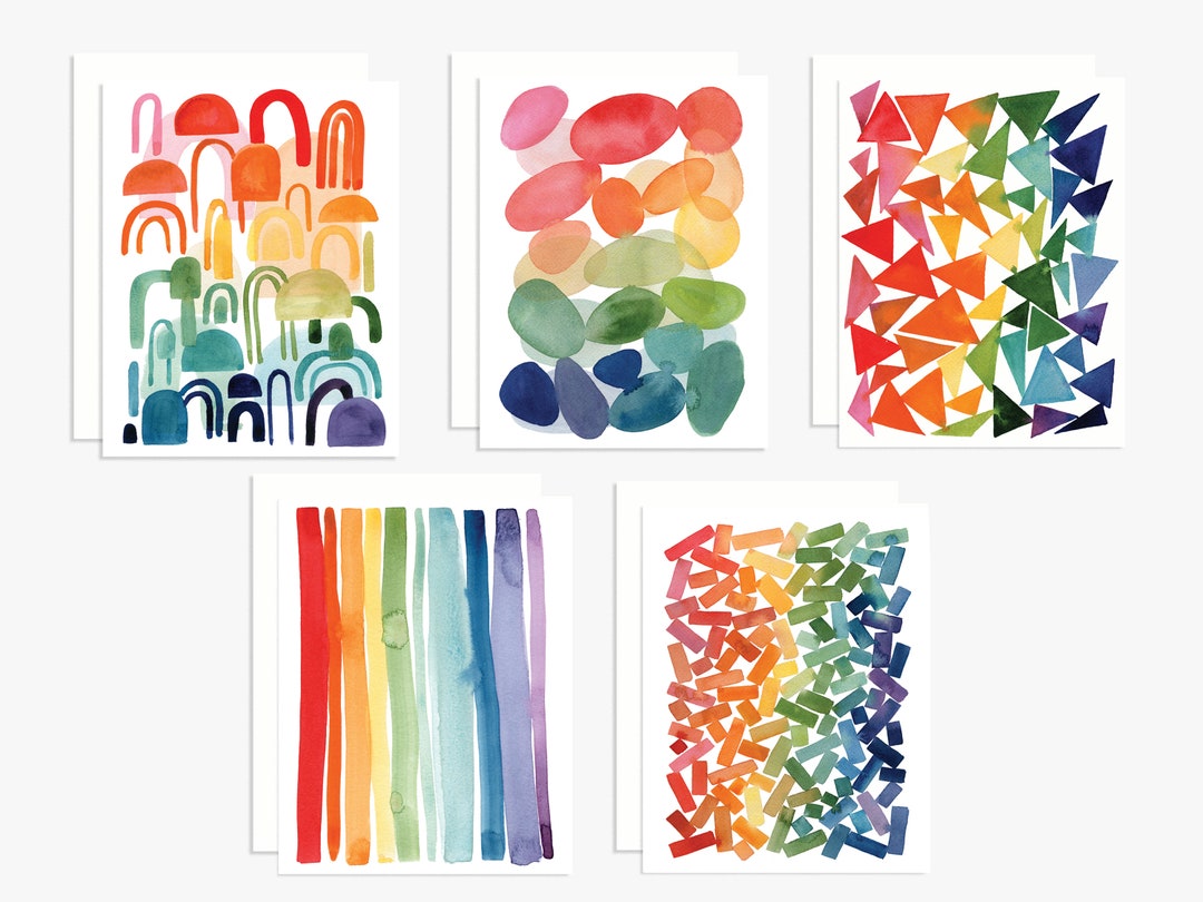 Rainbow Greeting Cards - Set of 5 - Colorful - Bright - Happy Mail - Etsy