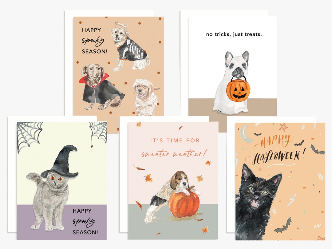 The Spooky Collection - Halloween and Fall Greeting Cards - Set of 5 - Etsy