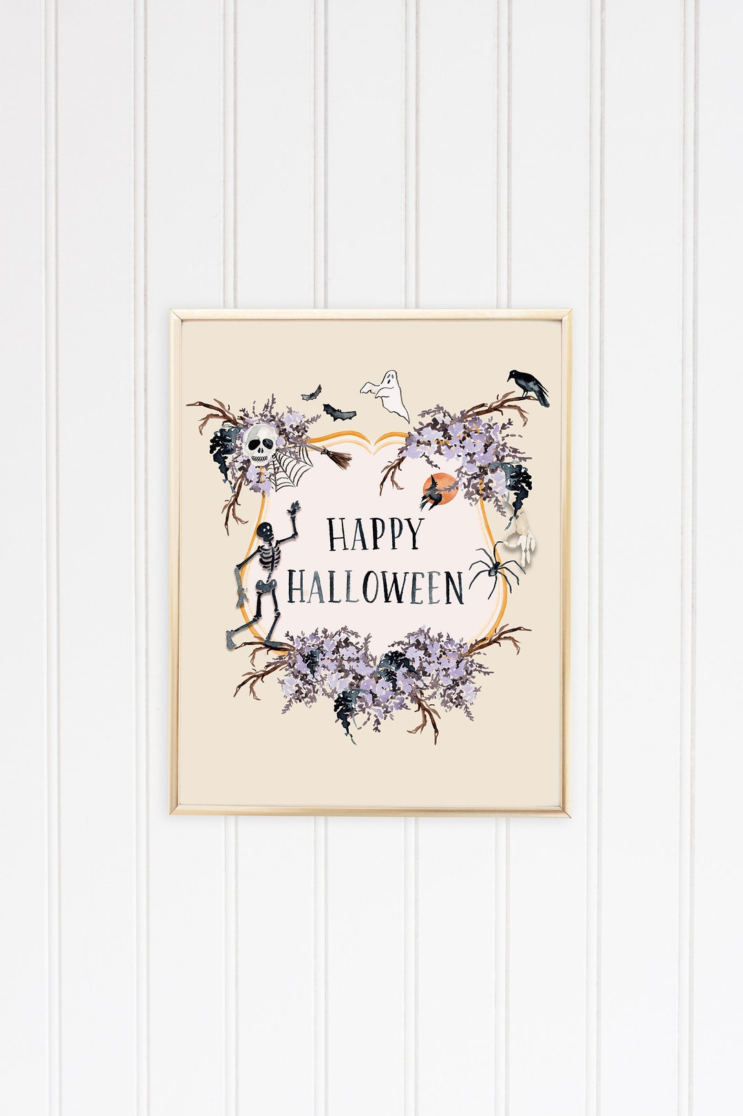 Watercolor Crest Halloween Art Print - Pink - Spooky - Fall - Wall Art ...