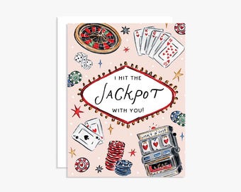 I Hit the Jackpot With You Greeting Card, Handmade Love and Friendship ...