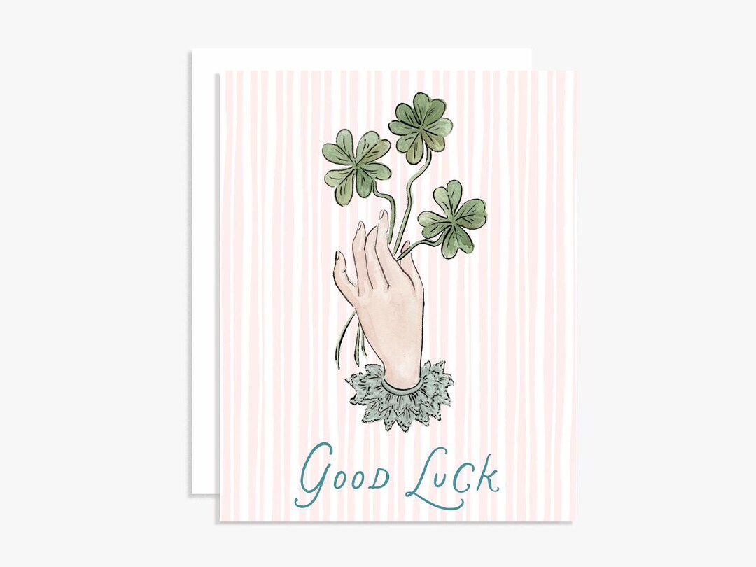 Good Luck Clovers Greeting Card - Everyday Card - Floral Watercolor ...