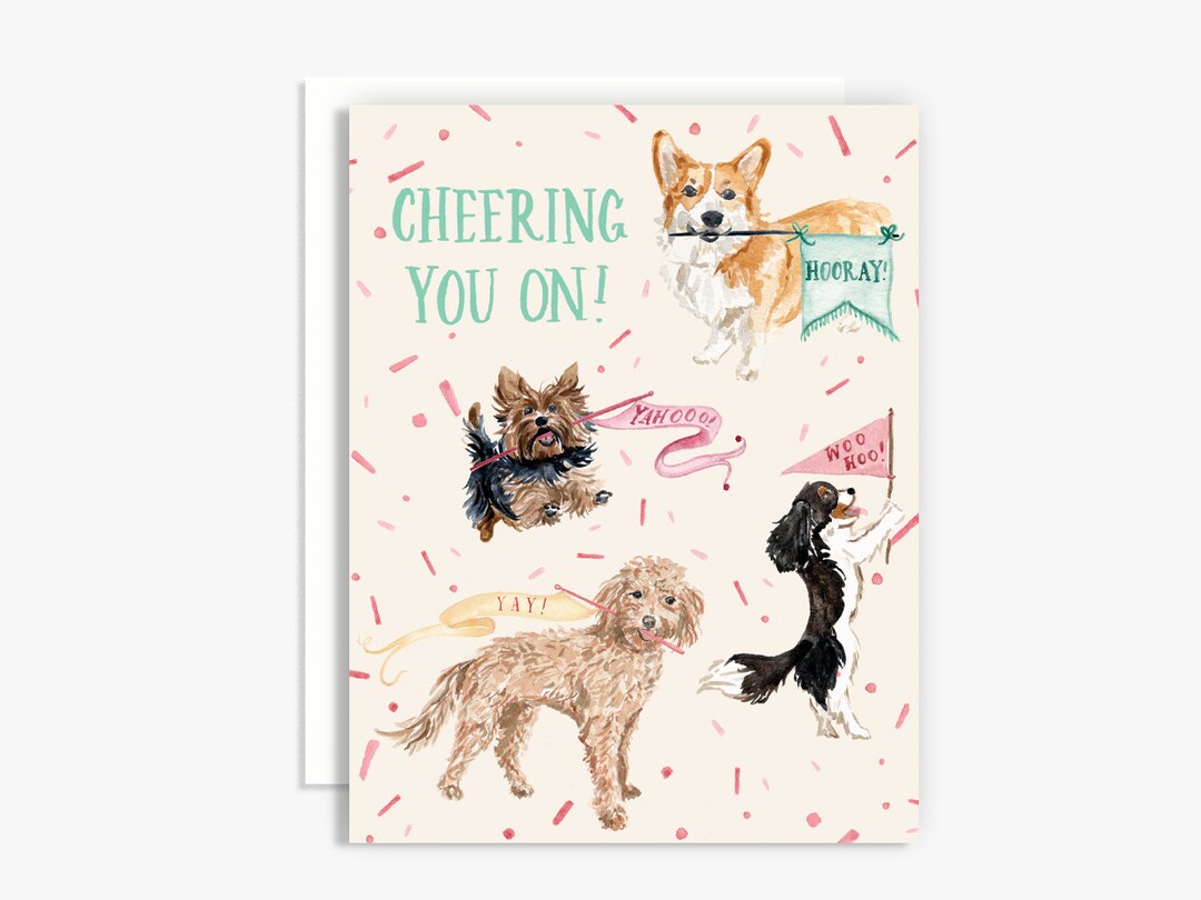 Cheering You on Dog Encouragement Card - Watercolor Dog Card - Dog ...