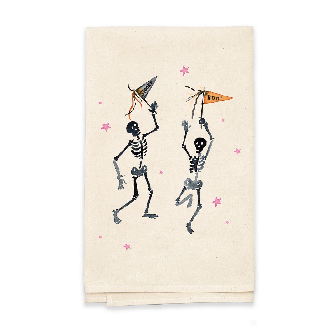 Dancing Skeletons Halloween Tea Towel - Kitchen Towel - Fall Decor ...