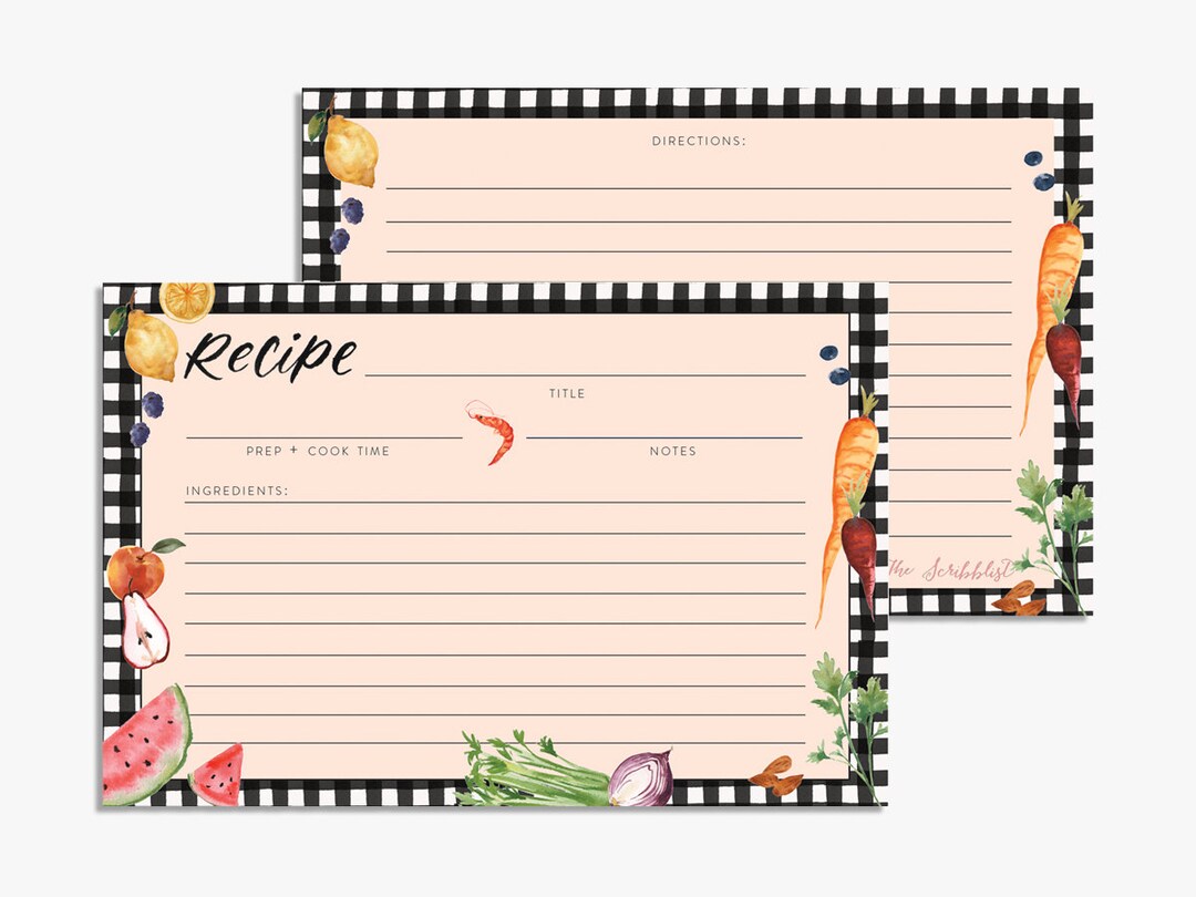 Watercolor Farmer's Market Recipe Cards - Recipe Book Cards - Family ...