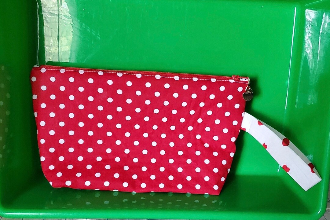 Small Red With White Polka Dots Pouch - Etsy