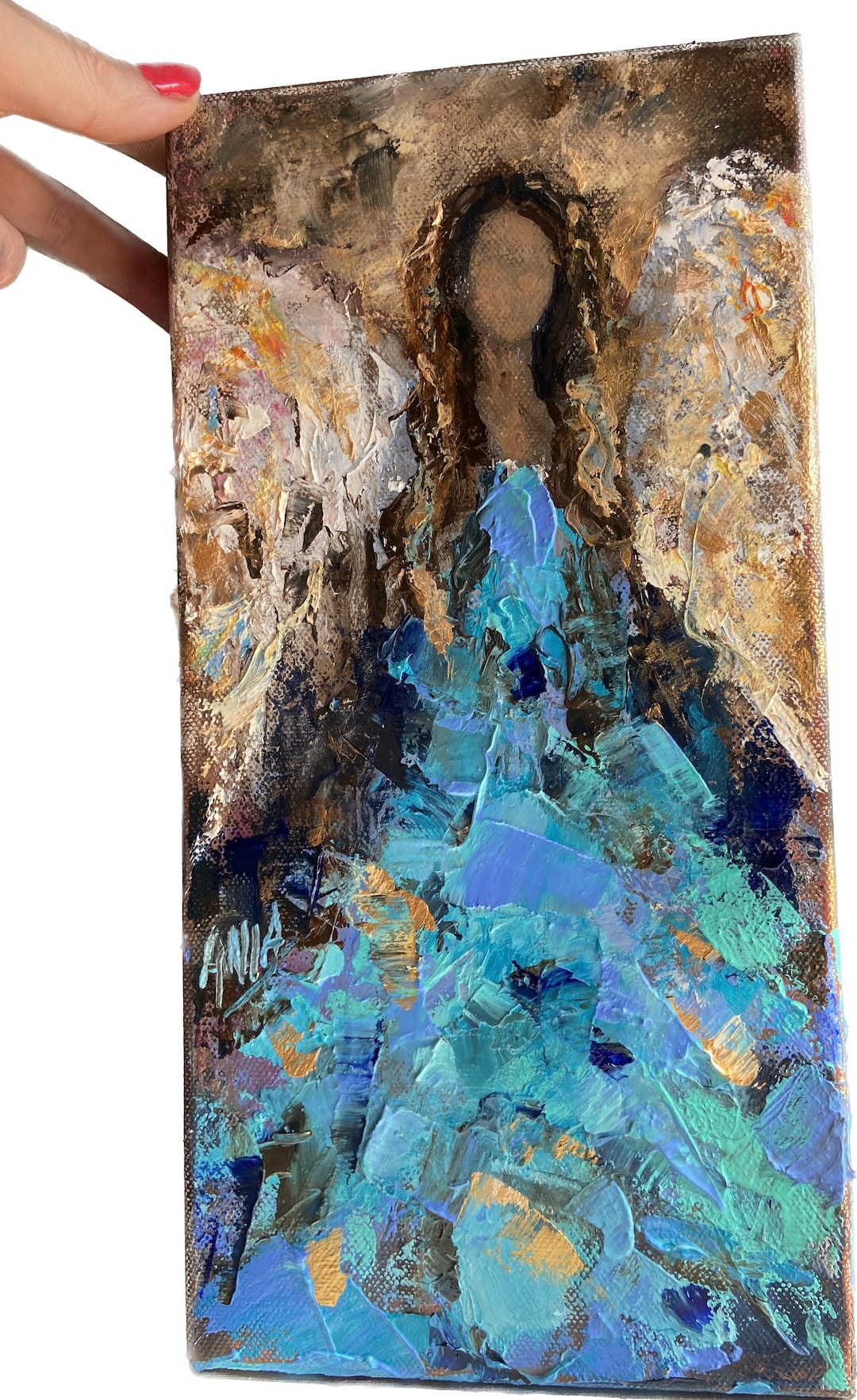 Original Oil Painting of Angel. Canvas Box 15cmx30cm.angel Art. Angel ...