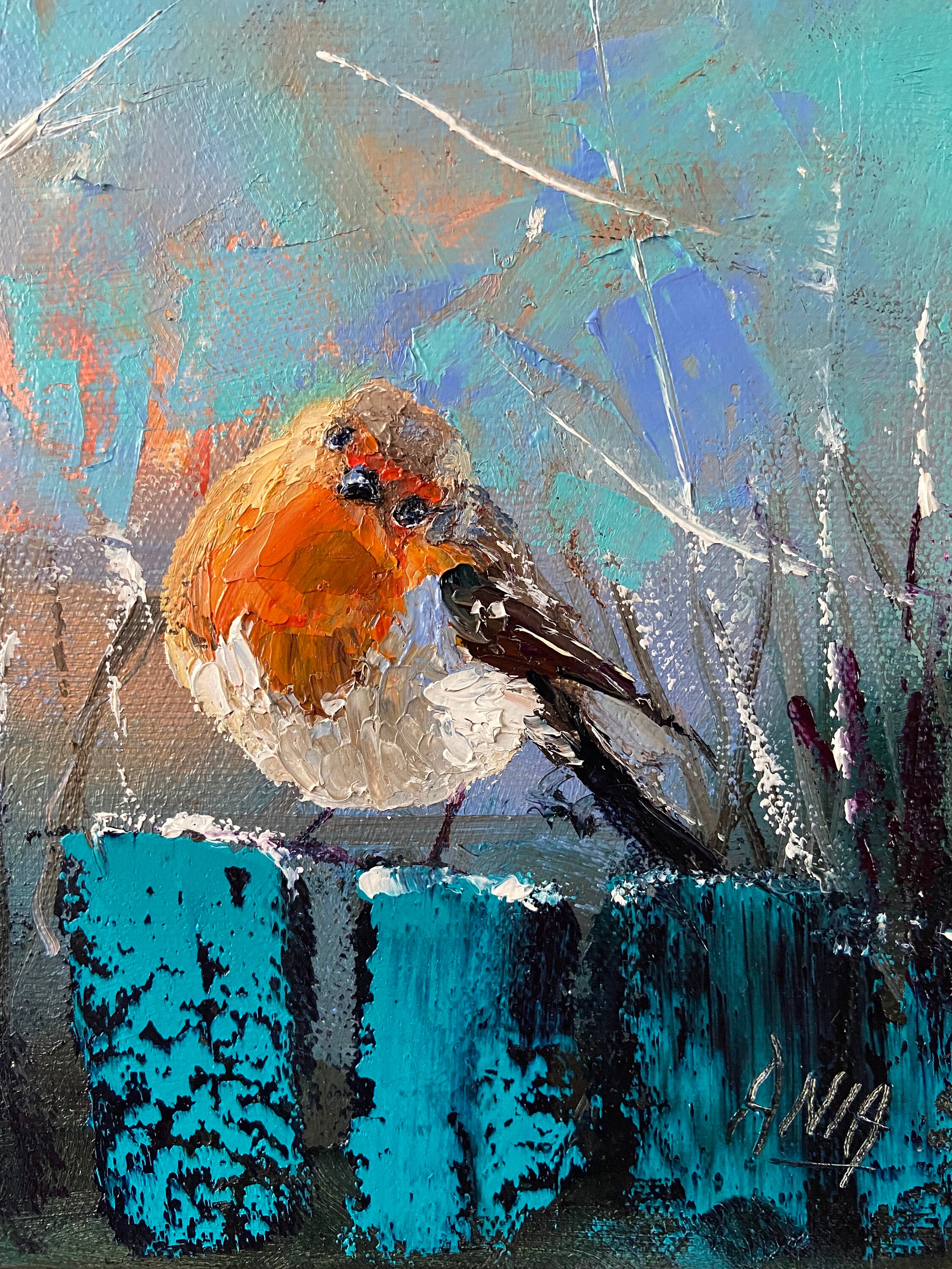Cute Robin. ORIGINAL OIL PAINTING. Art for Your Home. 20cm - Etsy