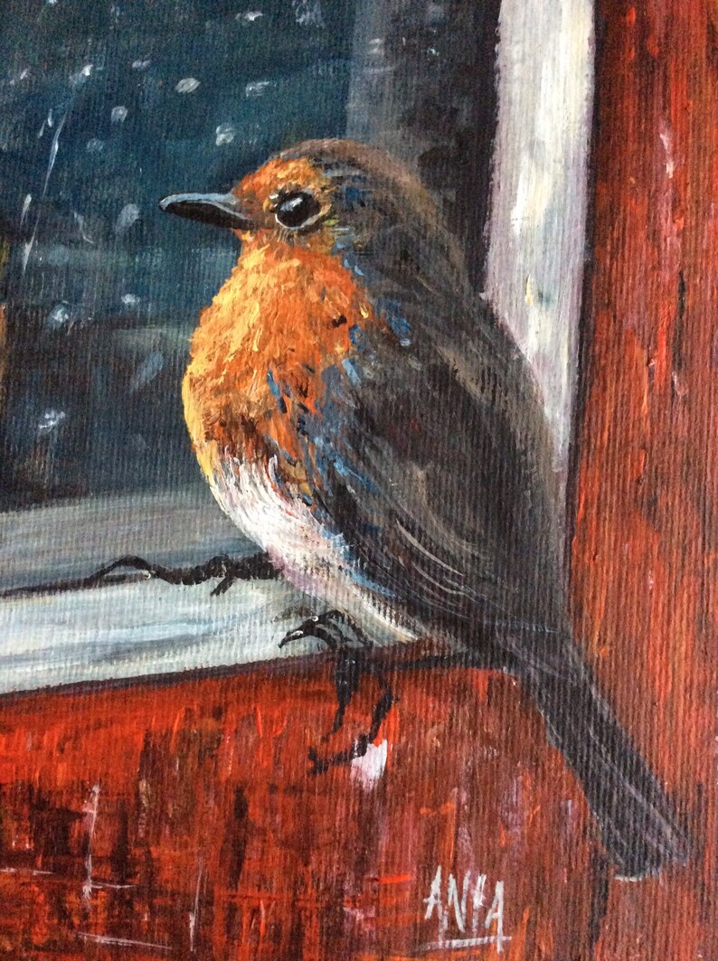 Original Acrylic Painting of a Lovely Robin. Framed Painting. Robin ...