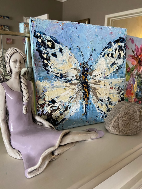 White Butterfly Oil Painting
