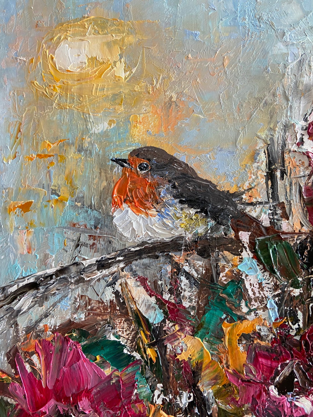 Cute Robin. ORIGINAL OIL PAINTING. Art for Your Home. 20cm X 30cm. - Etsy