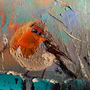 Cute Robin. ORIGINAL OIL PAINTING. Art for Your Home. 20cm X20cm. - Etsy