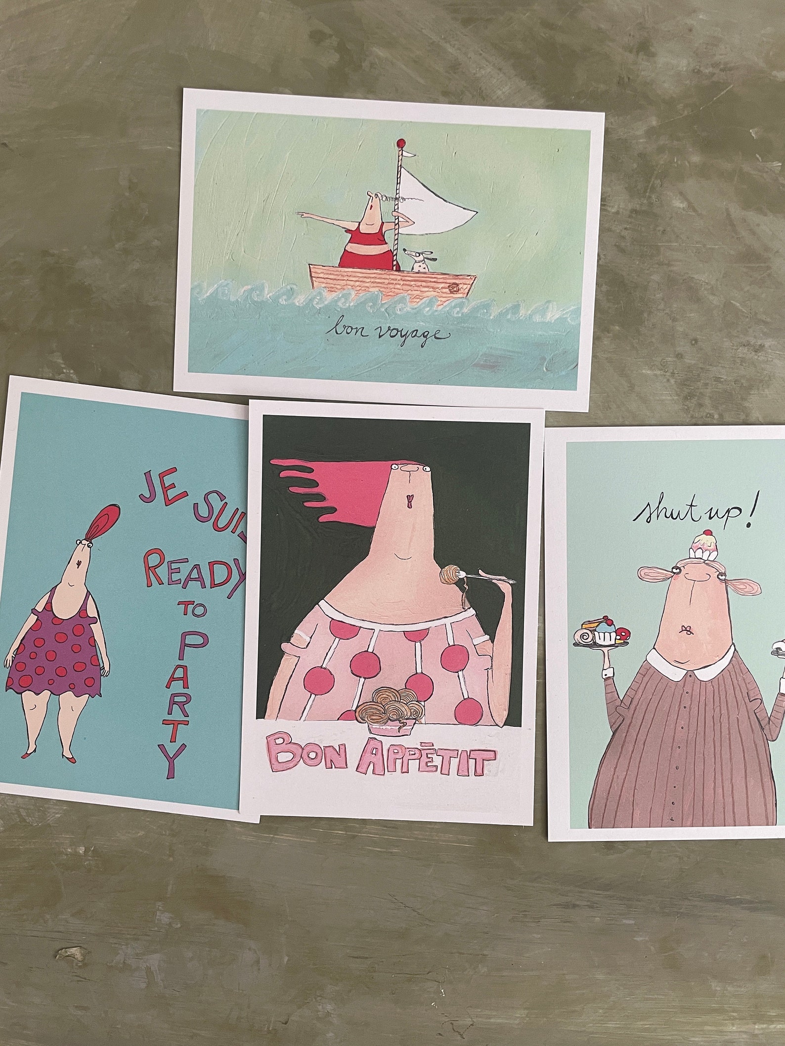 Set of Postcards, Print From Original Artwork, Funny Postcards - Etsy