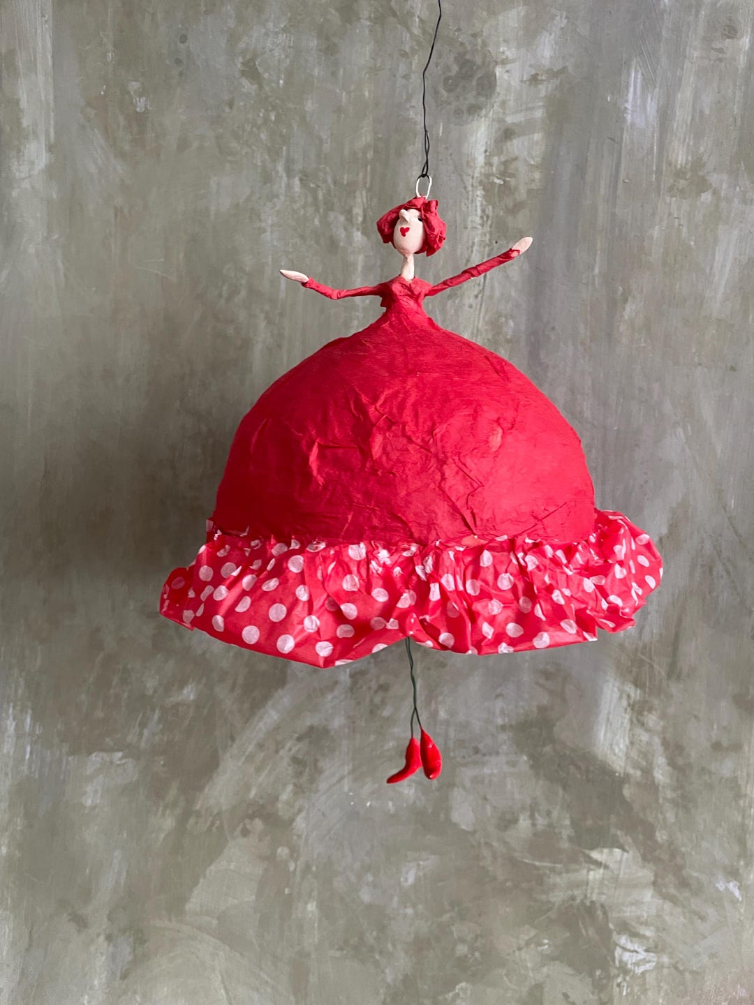 Paper Mache/paper Art BALLERINA for Hanging, Dancer, Red - Etsy